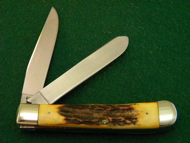 Case XX Stainless USA 3 Dot (1977) Stag 5254 SSP Blue Scroll Trapper ...