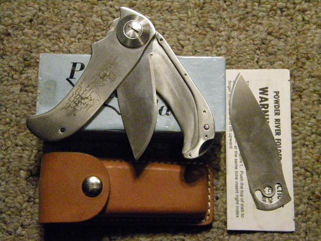Wyoming Knife Corp. Powder River Folder Lockback Knife and Pouch - NIB