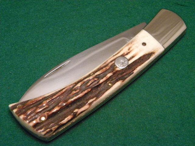 Custom Stag Slip Joint Folding Knife by A.M. Mayhall - C. 1960's