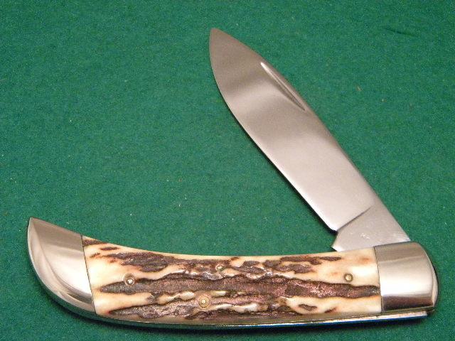 Custom Stag Slip Joint Folding Knife by A.M. Mayhall - C. 1960's