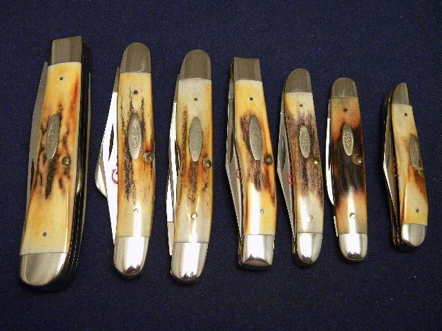 Case XX Stainless USA 2 Dot (1978) Red Etch Stag Set 7 Knives