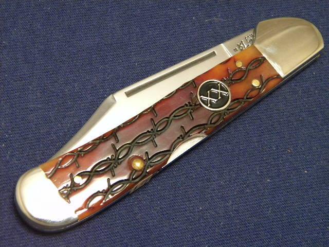 Case XX USA 2001 Dark Amber Bone w/Barb Wire 61549L SS Copperlock Knife ...