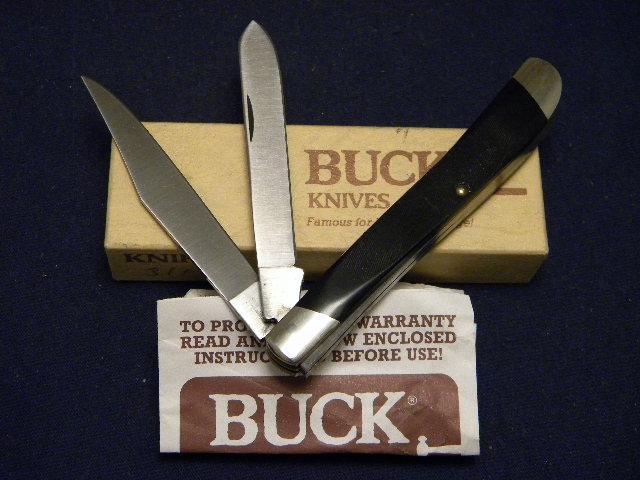 Buck 311 USA Black Delrin Slimline Trapper Knife c.Pre 1986 - NIB