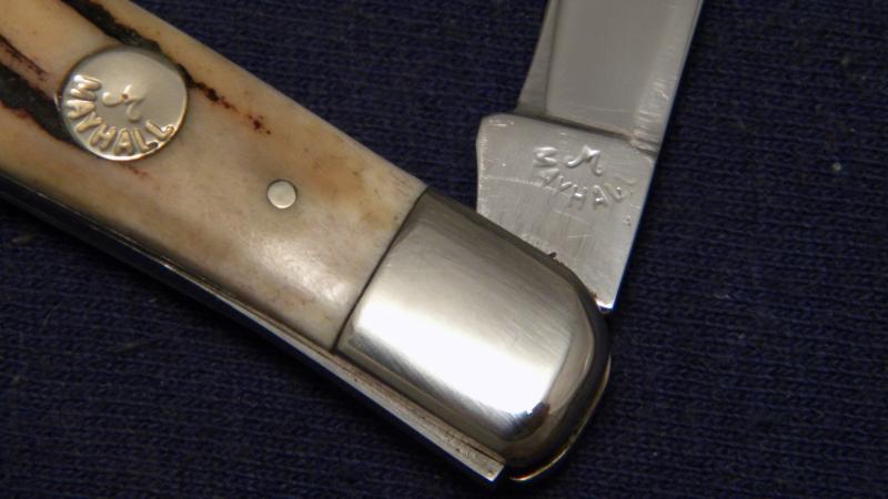 Custom Stag Slip Joint Folding 2 Blade Knife by A.M. Mayhall - C. 1960's