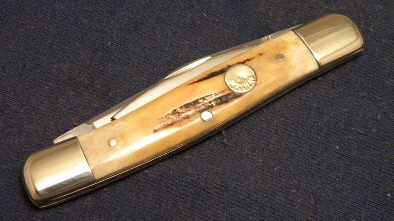 Custom Stag Slip Joint Folding 2 Blade Knife by A.M. Mayhall - C. 1960's