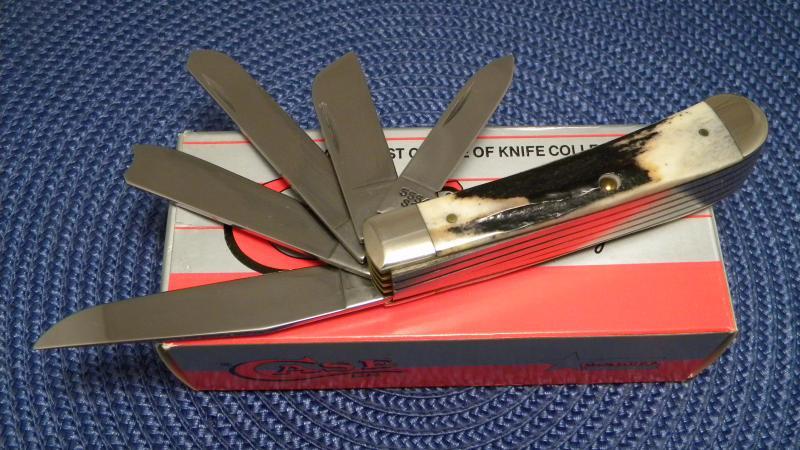 Case XX USA 3 Dot (1997) Midnight Stag M5554 SS Beast 5 Blade Trapper ...