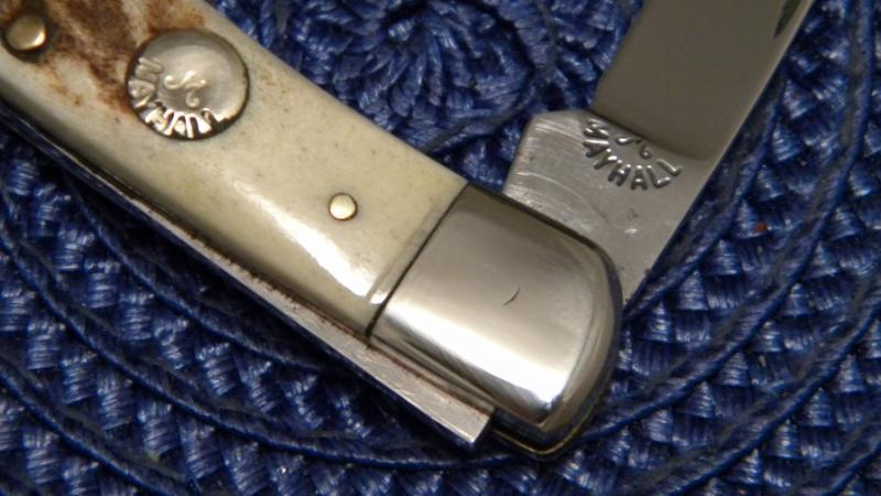 Custom Stag Slip Joint Folding 1 Blade Knife by A.M. Mayhall - C. 1960's