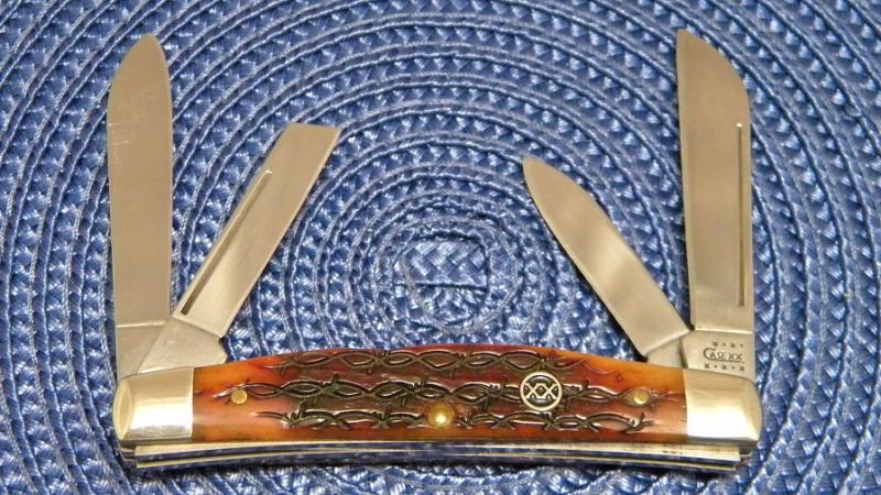 Case XX USA 2001 Barb Wire Bone 64052 SS Congress Knife