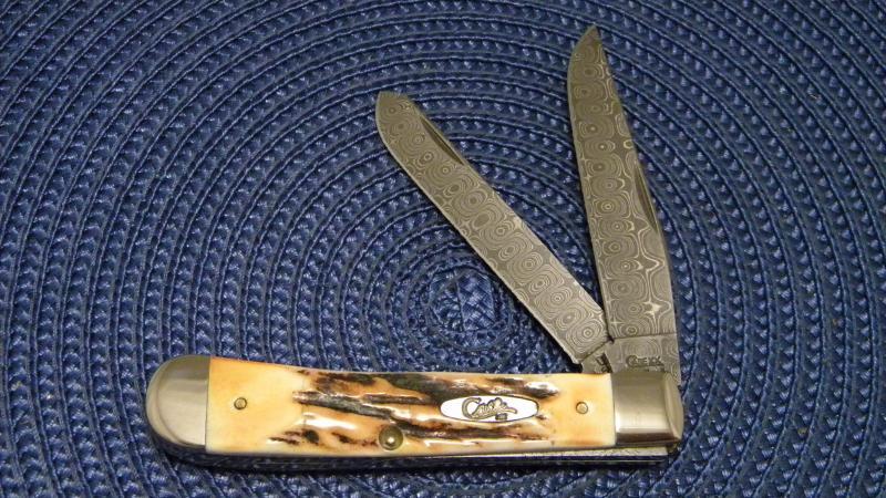 Case XX USA 2008 Stag 5254 D Damascus Trapper Knife