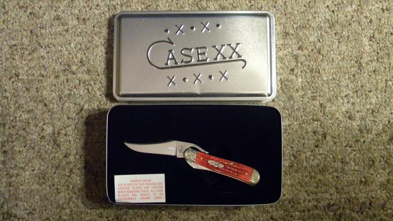 Case XX USA 2001 Red Bone 61953 L SS Engraved Bolsters Russlock Knife - NIB