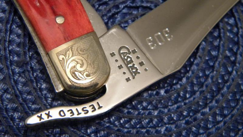 Case XX USA 2001 Red Bone 61953 L SS Engraved Bolsters Russlock Knife - NIB