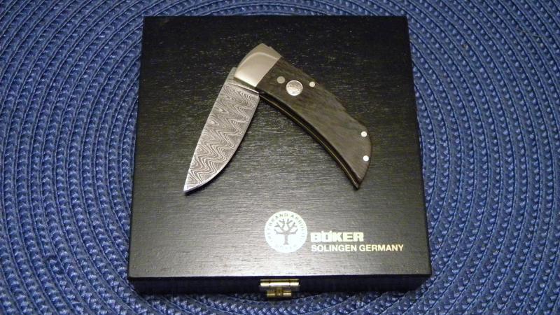 Boker Solingen Germany Bog Oak Damascus Lockback Knife - NIB