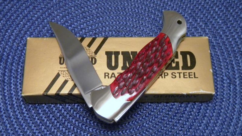 United Boker Solingen Germany Stainless UC151 Jaguar Red Bone Lockback ...