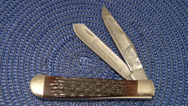 Buck 314 USA Bone Trapper Knife 1991 Verginia Wild Turkey Federation ...