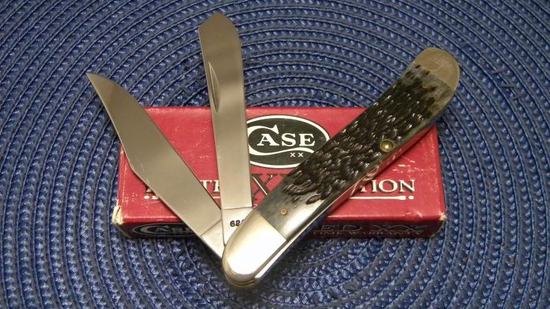 Case XX USA 2 Dot (1998) Dark Black Rogers Bone 6240 SS Deg Leg Trapper ...