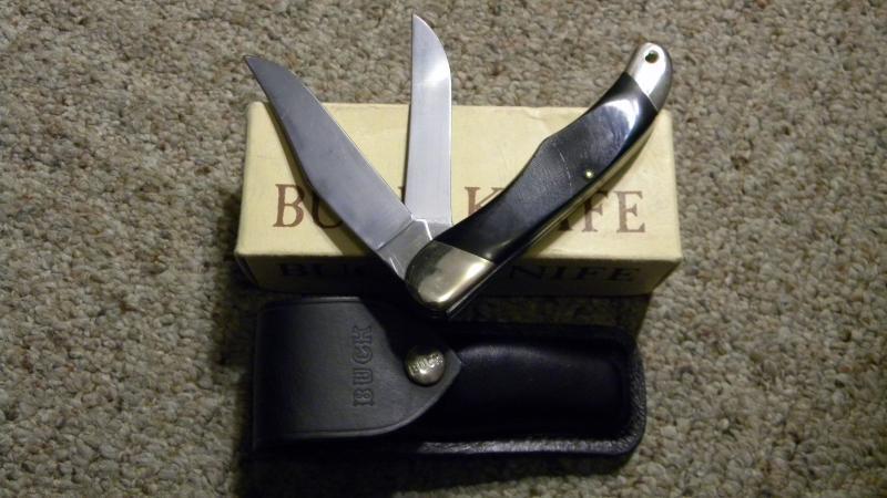 Buck 317 USA Black Saw Cut Delrin Folding Hunter Knife & Pouch c.Pre ...