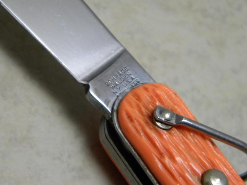 Schrade Walden New York USA Stainless Orange Paratrooper Switchblade Knife