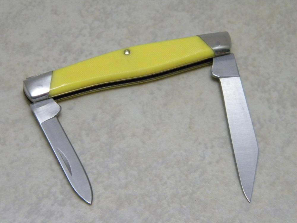 Buck 309 USA Yellow Saw Cut Delrin Companion 2 Blade Stockman Knife c.1987