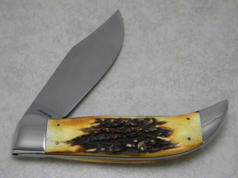 Case XX Hand Made USA 3 Dot (1977) Stag 5172 SSP Blue Scroll Clasp Knife