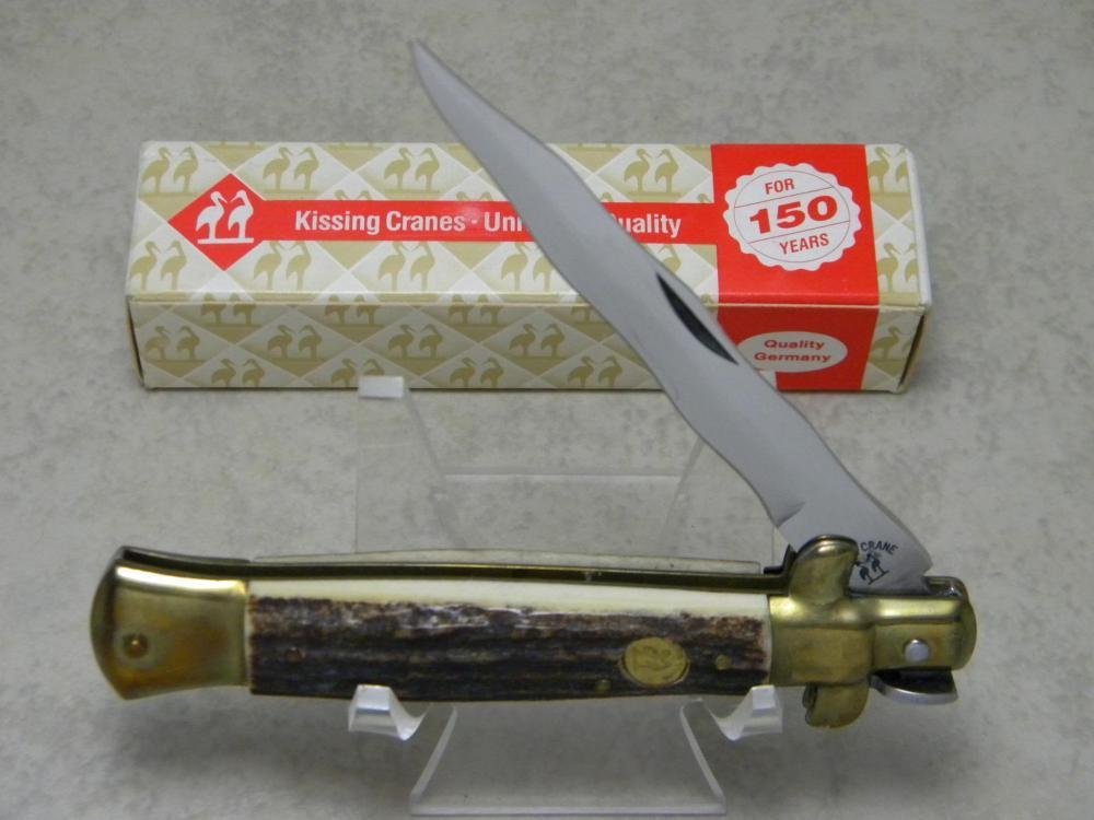 Kissing Crane Germany KC47 Stag Kriss Blade Lockback Stiletto Knife in Box