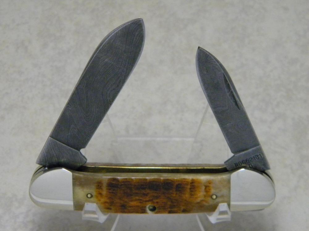 Case XX USA 1 Dot (1989) ROG62131 D Rogers Bone Damascus Canoe Knife