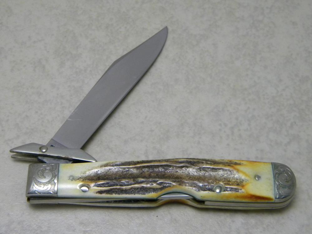 Case XX Stainless USA 3 Dot (1977) Stag 5111 1/2 L SSP Engraved Blue ...