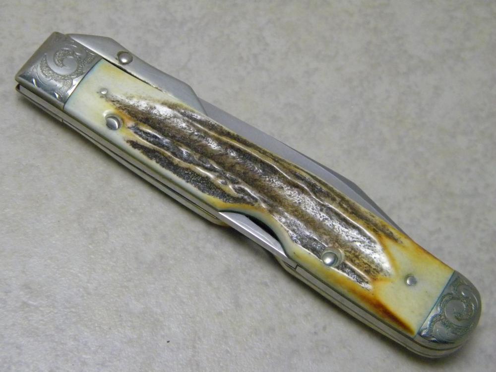 Case XX Stainless USA 3 Dot (1977) Stag 5111 1/2 L SSP Engraved Blue ...