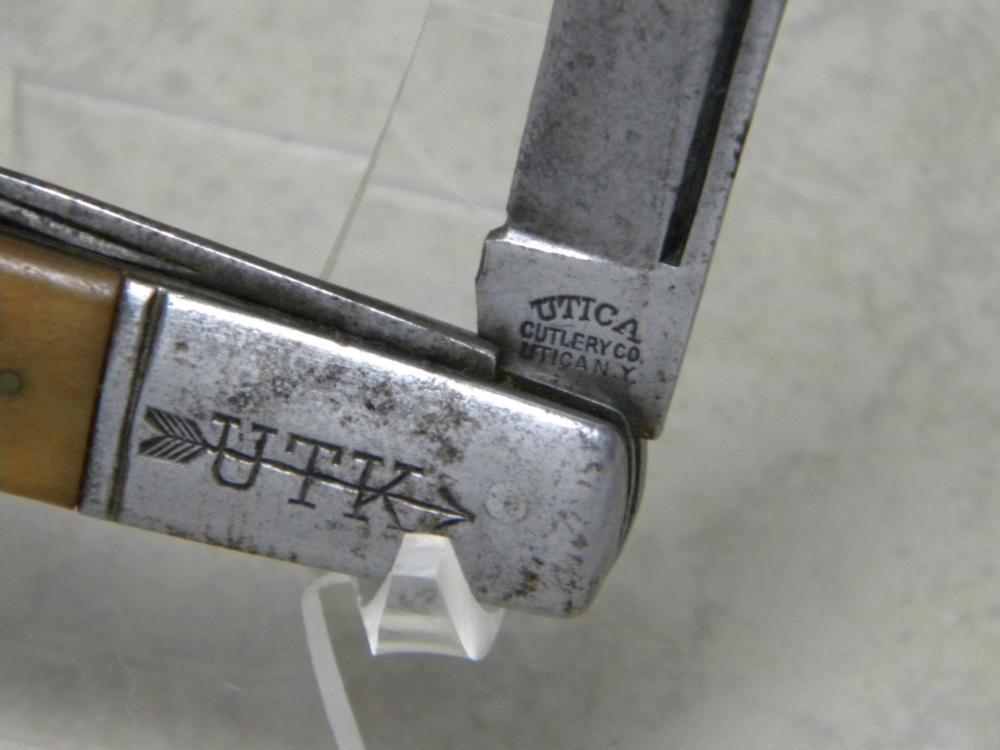 Utica Cutlery Co. Utica NY UTK Bone 2 Blade Barlow Knife