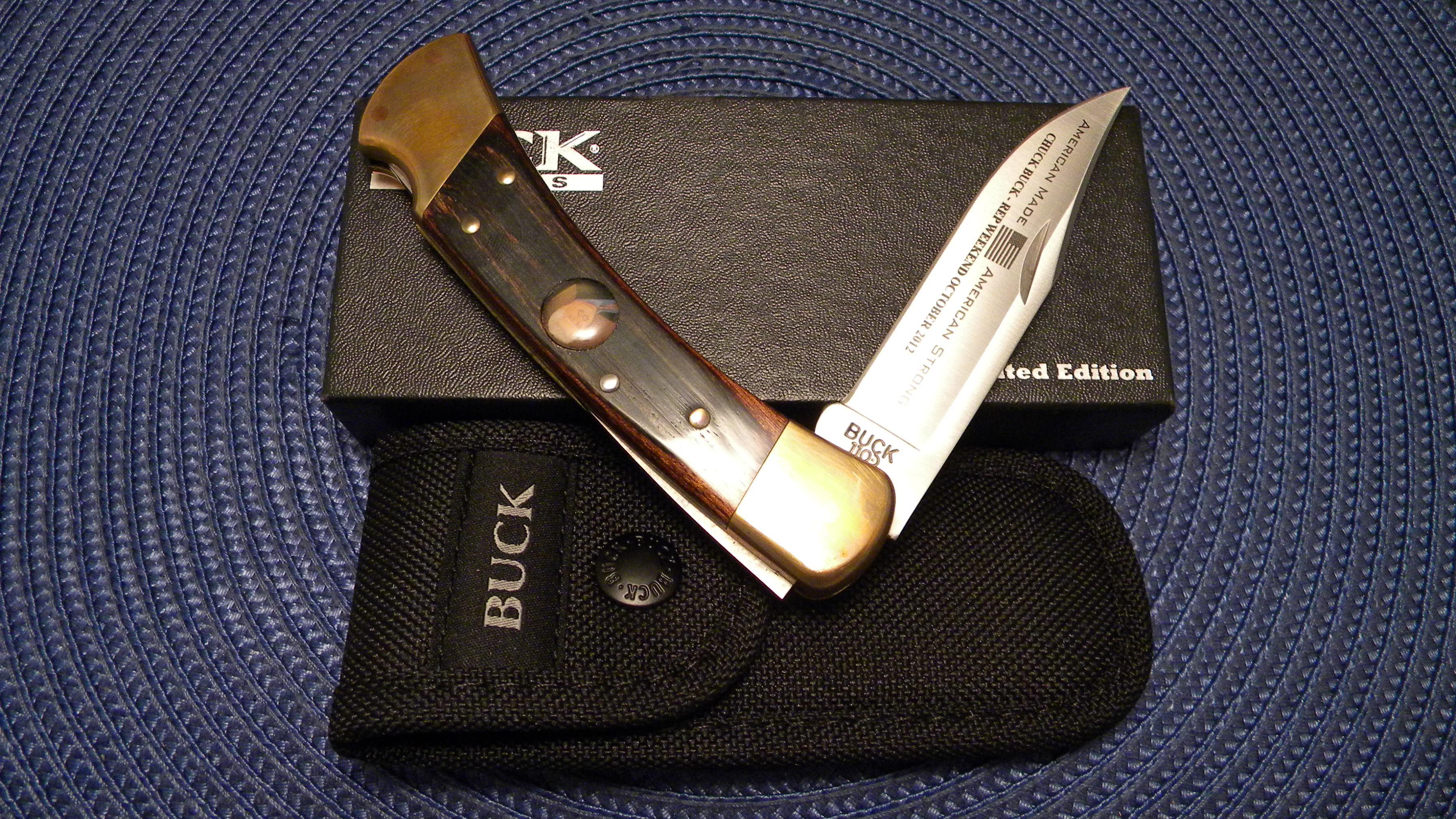 Buck 110 USA Hunter Wood Folding Lockback Knife Chuck Buck Rep Weekend ...
