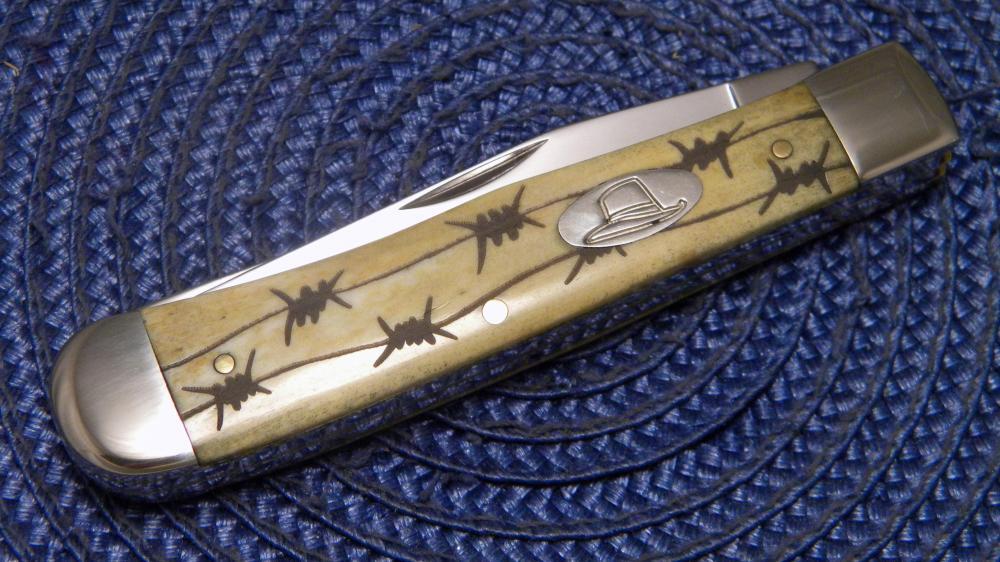 Case XX USA 2009 Barbed Wire Bone 6254 SS Trapper Knife
