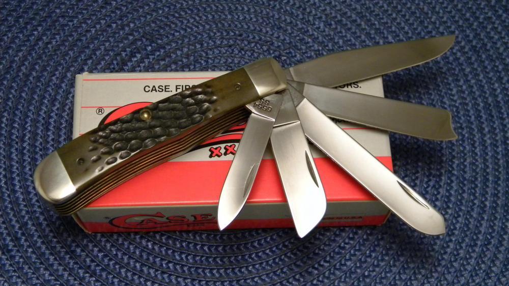 Case XX USA 4 Dot (1996) Green Bone 6554 SS 5 Blade Trapper Knife in Box