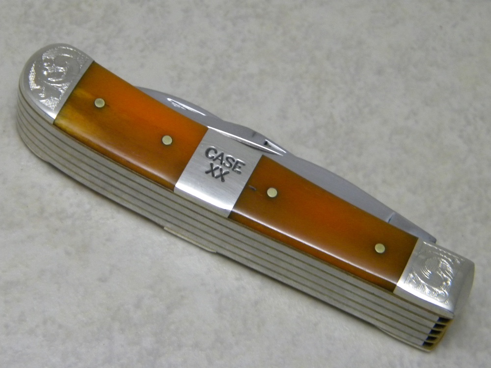 Case XX USA 2008 Orange Bone 6554 SS The Beast 5 Blade Trapper Knife ...