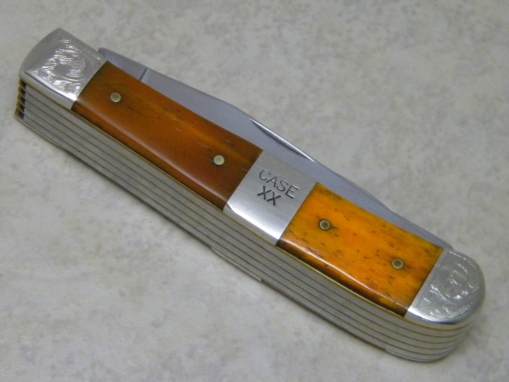 Case XX USA 2008 Orange Bone 6554 SS The Beast 5 Blade Trapper Knife ...