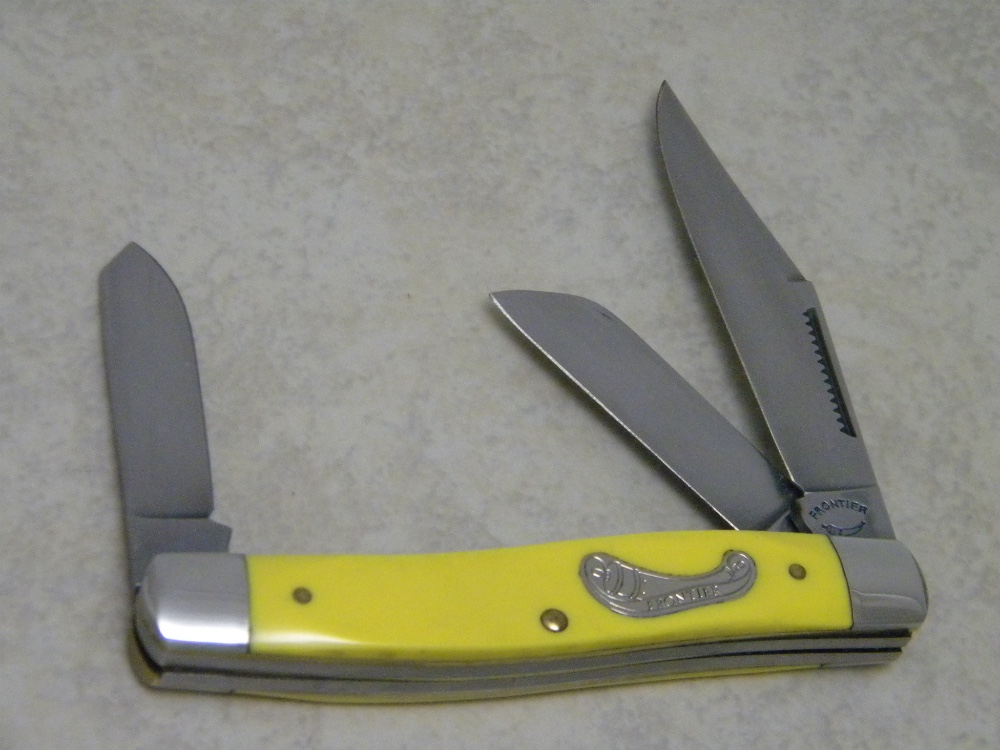 Frontier 4433 Imperial Yellow Stockman Knife Made in USA