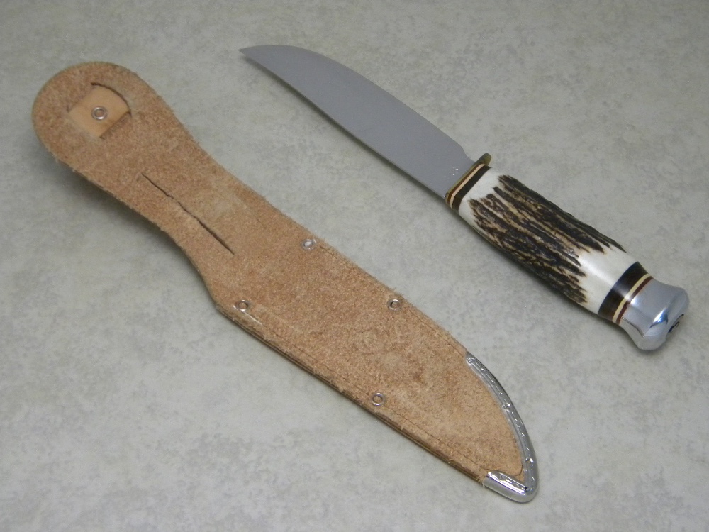 Compass Solingen Germany #846 Stag Fixed Blade Sheath Knife