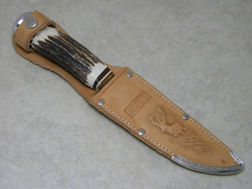 Compass Solingen Germany #846 Stag Fixed Blade Sheath Knife