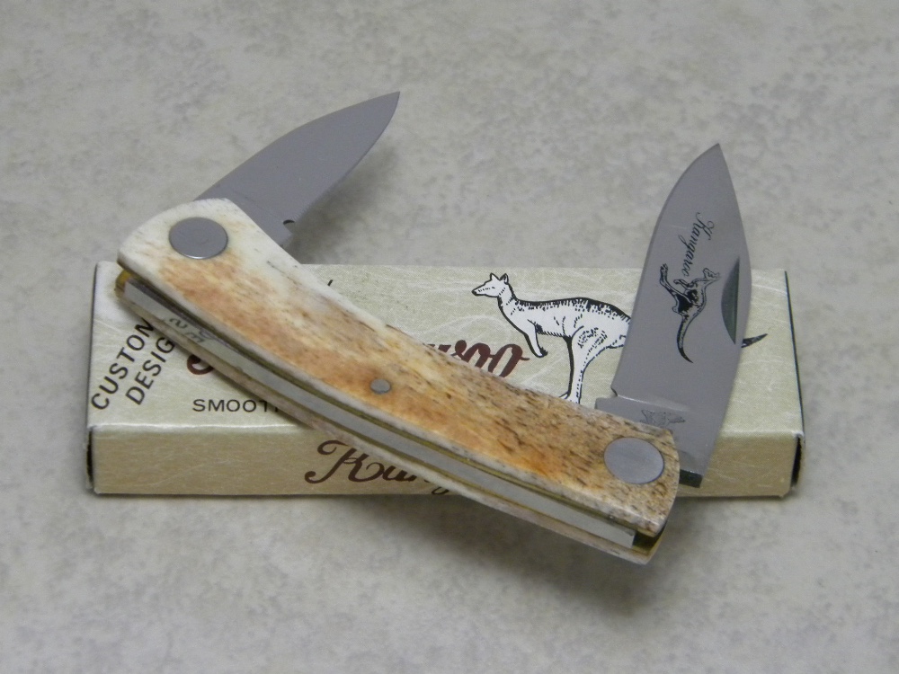 Frost Cutlery Japan Smooth Bone Birdseye Rivet Kangaroo Canoe Knife in Box