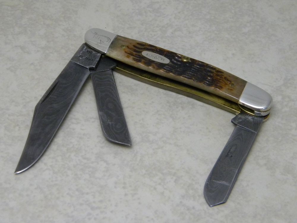 Case XX USA 1 Dot (1989) ROG6347 D Rogers Bone Damascus Stockman Knife