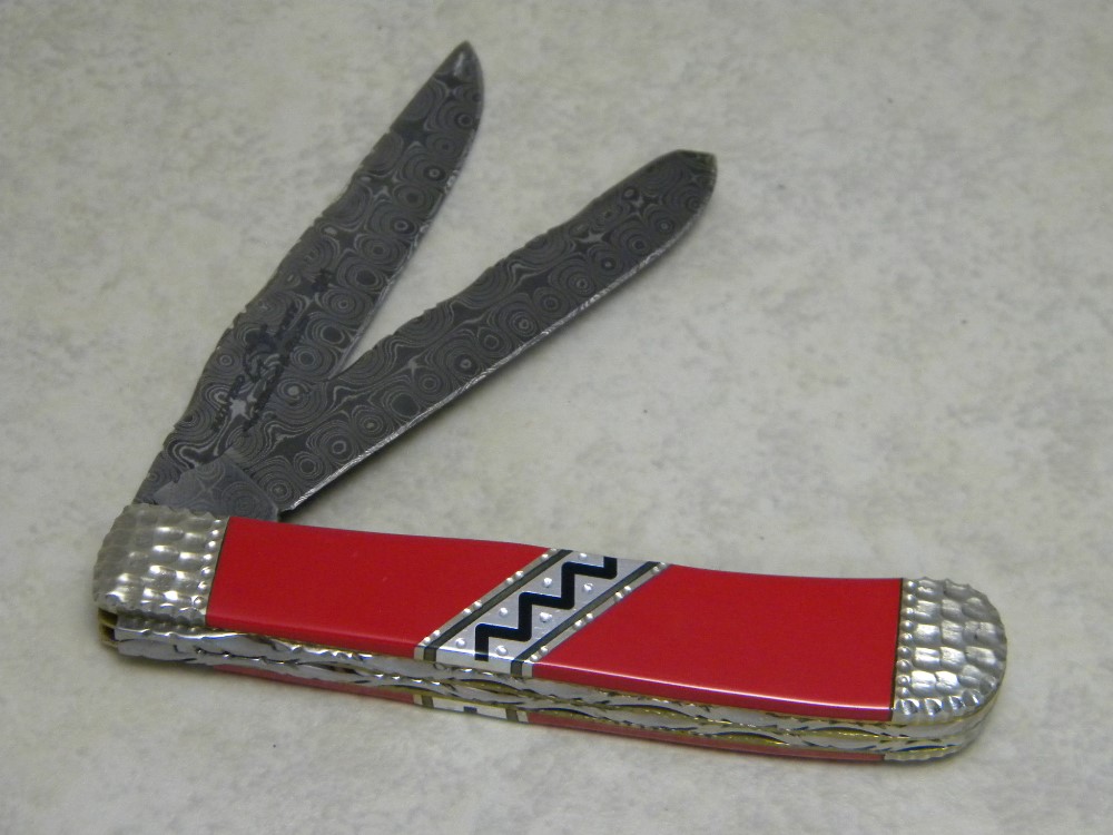 Case XX Custom Michael Prater Painted Pony Damascus Trapper Knife 2007 NIB