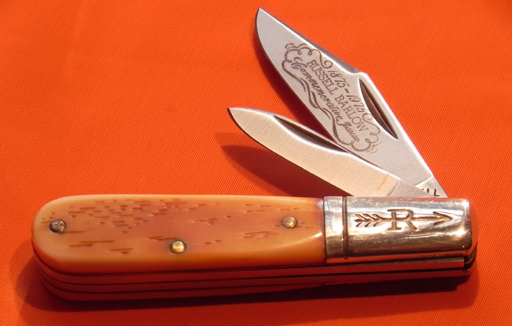 Russell Barlow Pocket Knife with Derlin Handles & Blade Etching 1875 ...