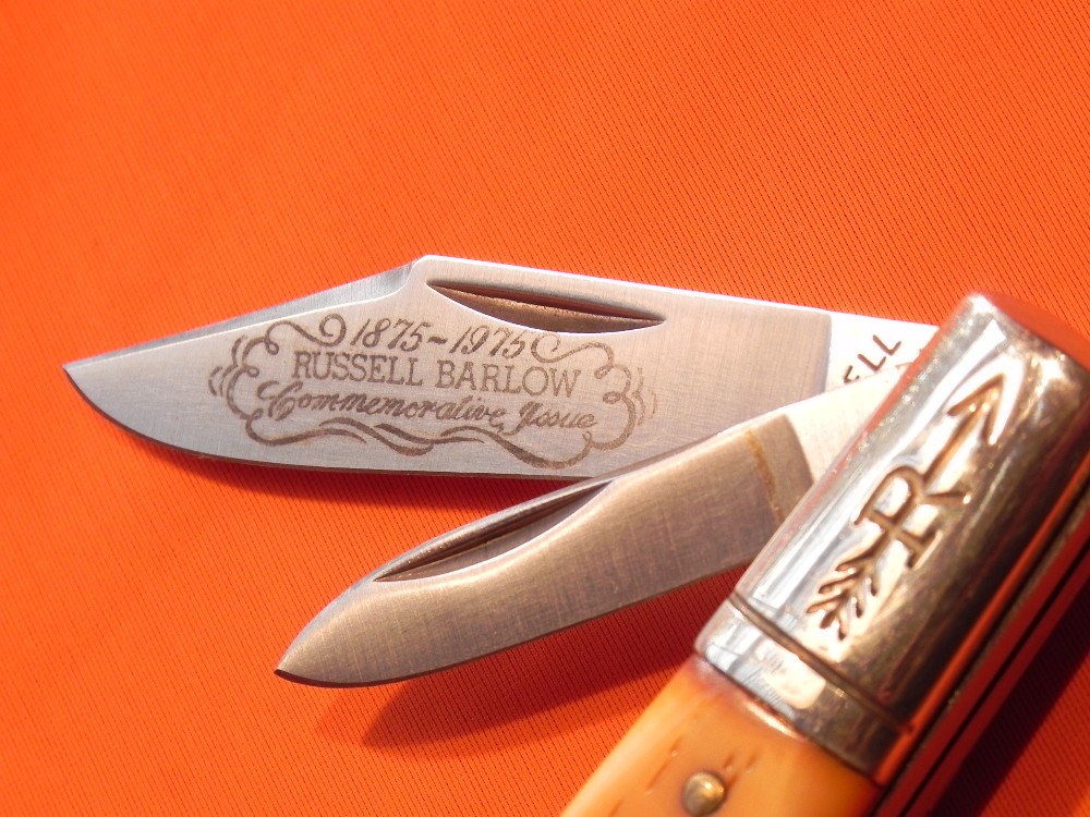 Russell Barlow Pocket Knife with Derlin Handles & Blade Etching 1875 ...