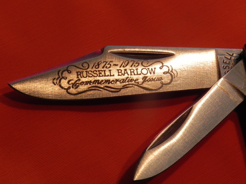 Russell Barlow Pocket Knife with Derlin Handles & Blade Etching 1875 ...
