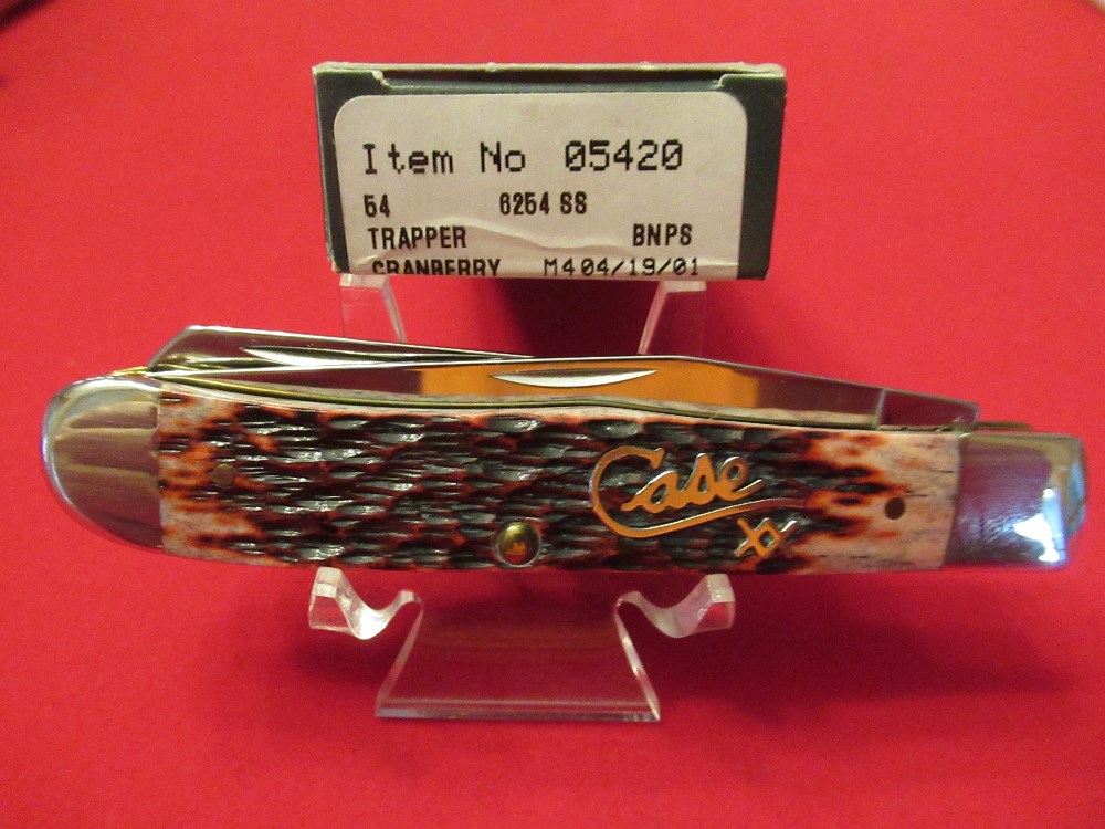Case XX Cranberry Silver Script Trapper Pattern # 6254 SS