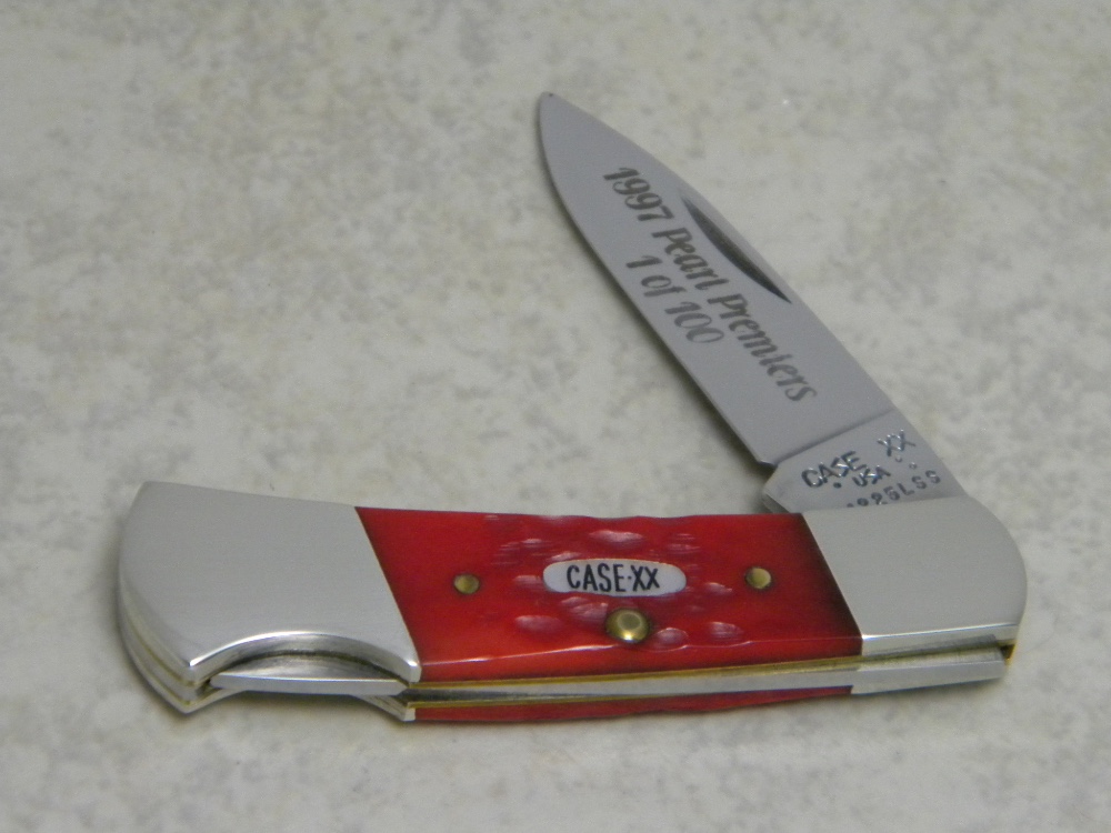 Case XX USA 3 Dot (1997) Red Bone 61225L SS Pearl Premiers Lockback ...