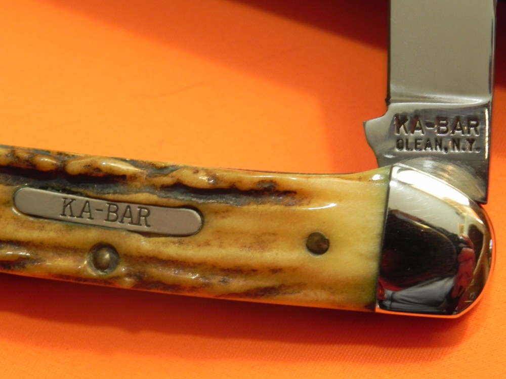 Vintage Ka-Bar 2 Blade Canoe Pocket Knife w Great Stag Handles & 1/4 ...