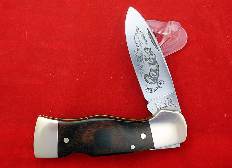Western USA S-532 "B" Wood Westlock Lockback Knife Sheath & Box 1978 ...