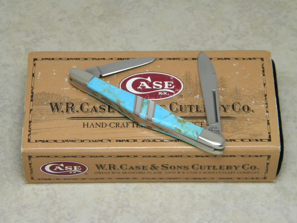 Case XX USA 2002 Turquoise with Pearl Inlay EX2156 Tuxedo Knife in Box