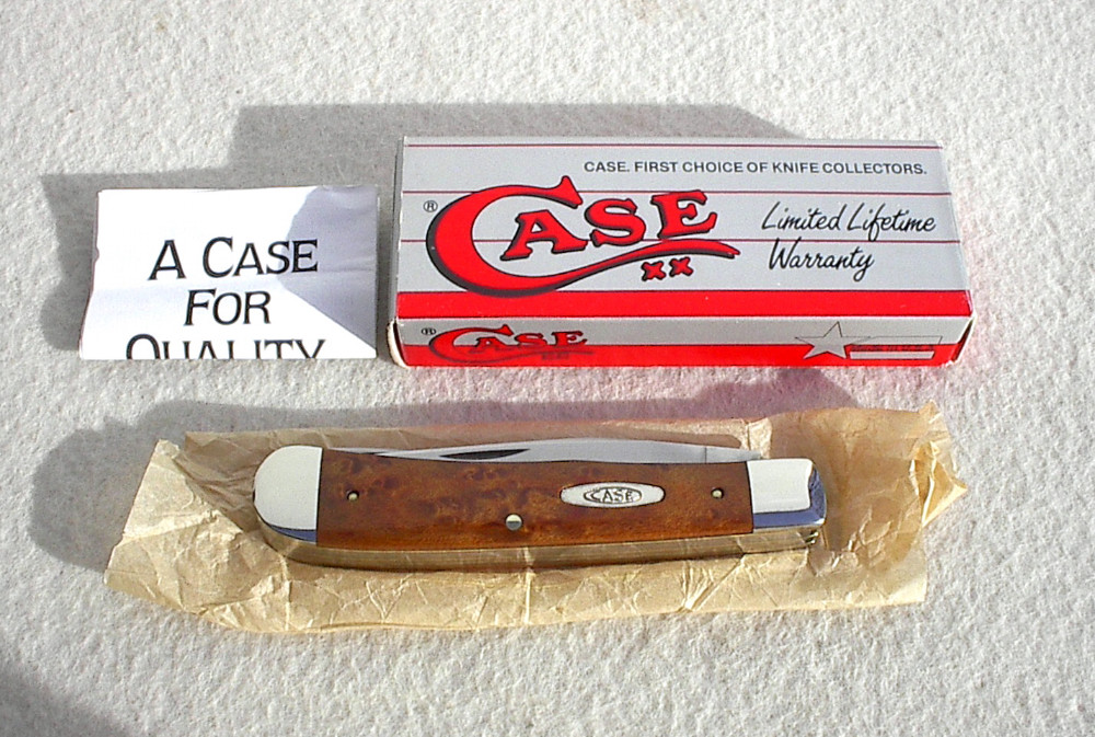 NEW OLD STOCK RARE CASE XX USA 1991 LARGE 4 1/8" TRAPPER GENUINE CURLY ...