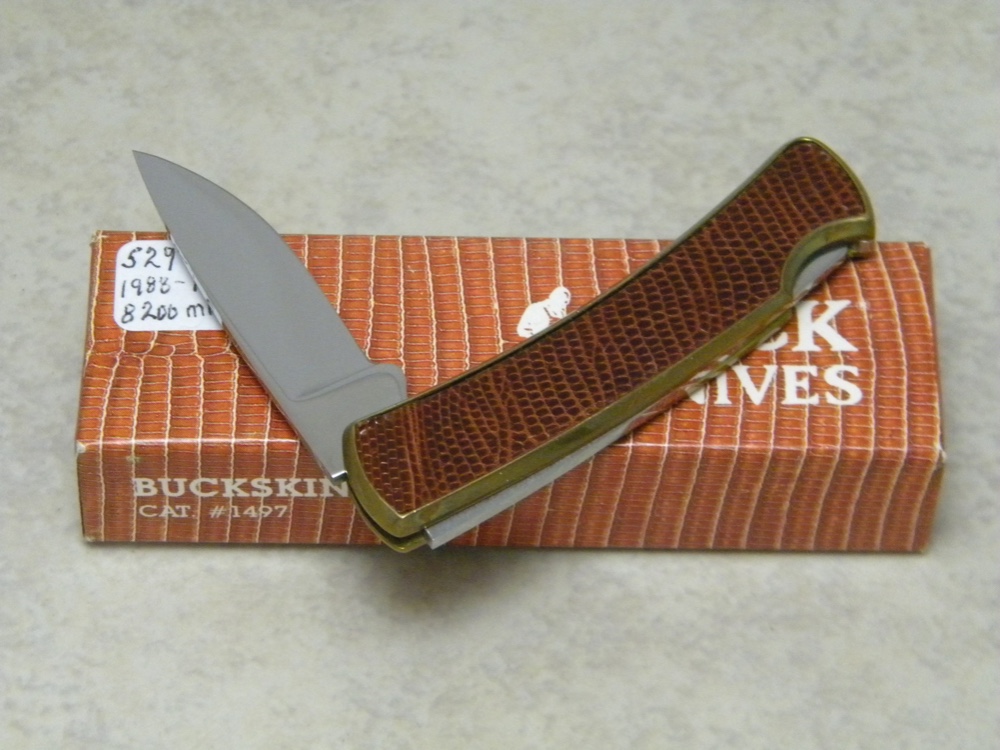 Buck 529L1 USA BuckSkin Peanut Brittle Lizard Skin Folding Lockback ...