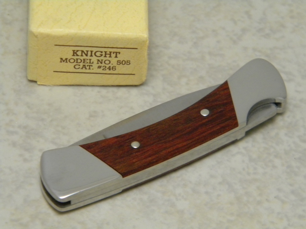 Buck USA Model # 505 Wood Knight Lockback Knife in Box Pre 1986